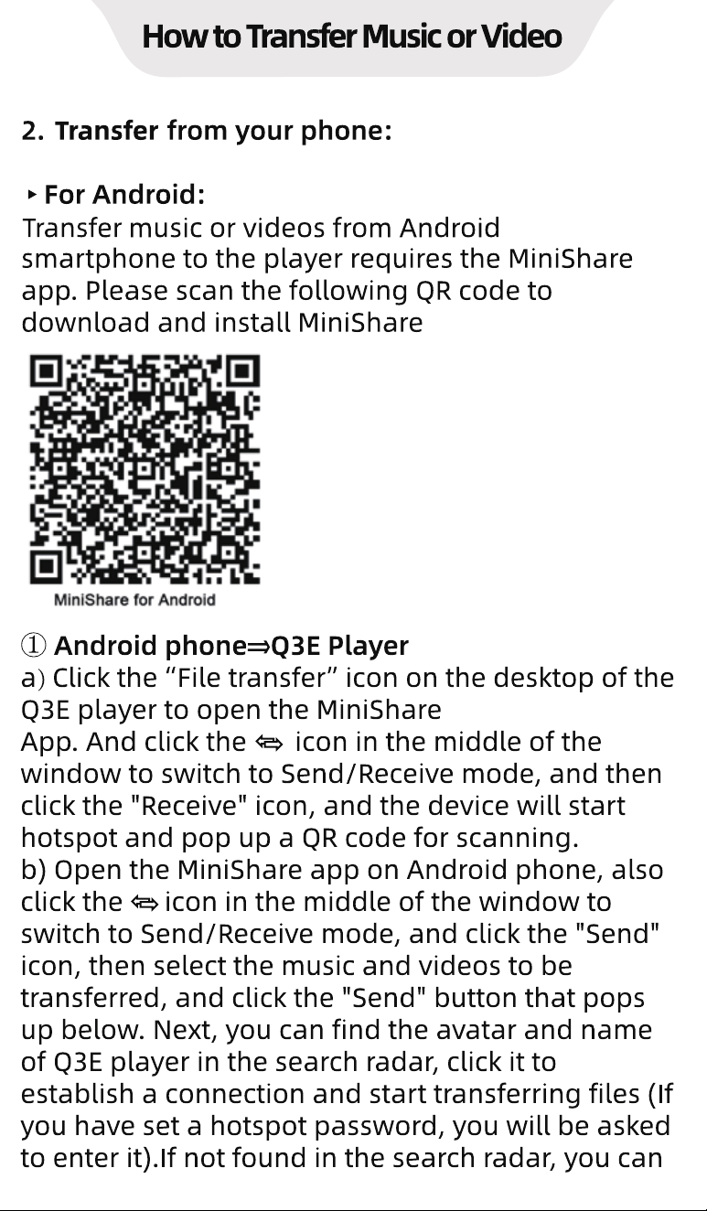 TIMMKOO Q3E - MP3 Player with Bluetooth, 4.0" Full User Manual