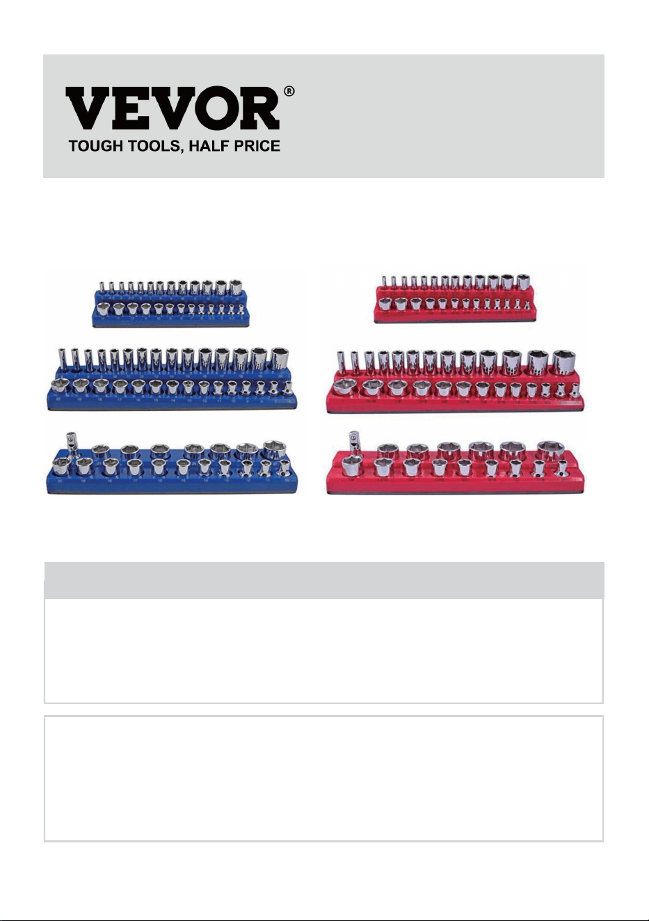 Vevor 6SETRB MagneticSocket Organizer Socket Holder 6 User Manual