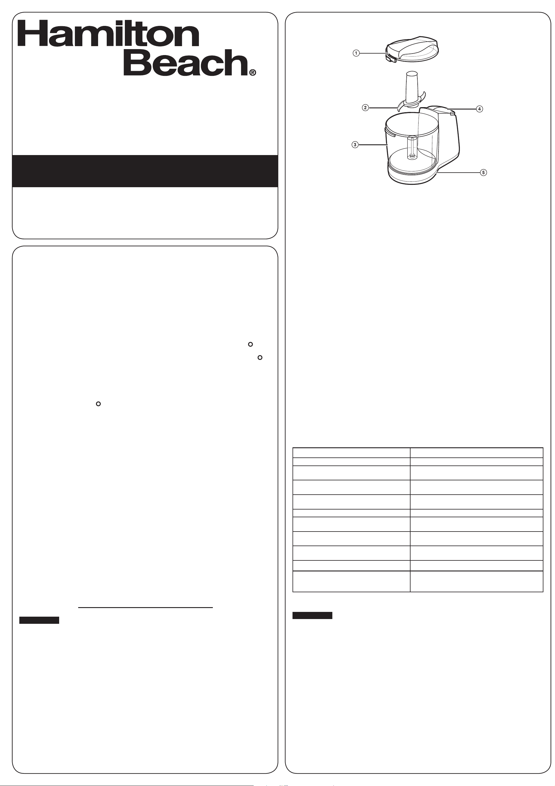 User Manual Hamilton Beach 72603FG - 4 pages | manualsFile