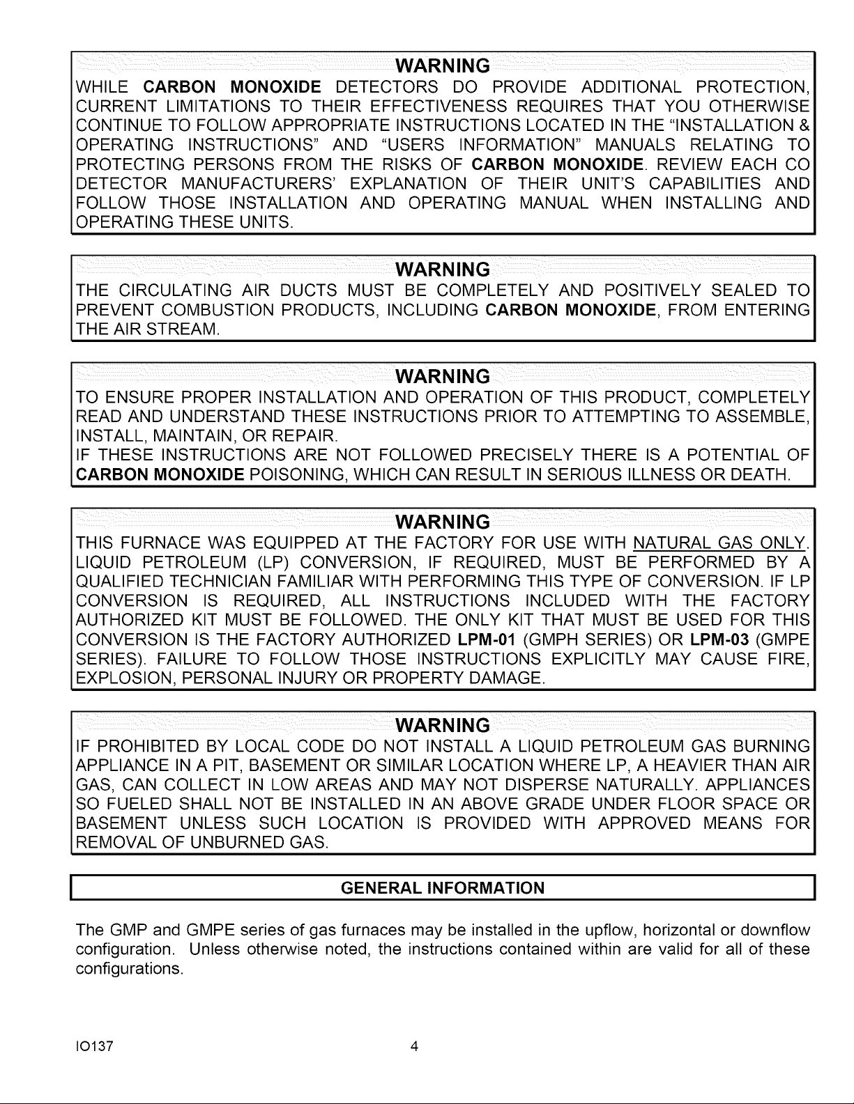 Goodman GMP075-3 Gas Furnace User Manual