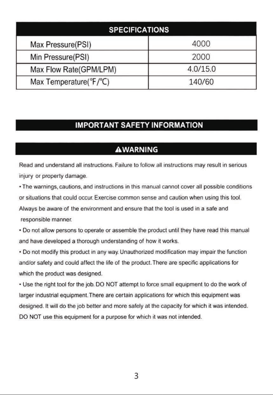 Simpson Cleaning 80625 Universal 16.5" Pressure Washer User Manual