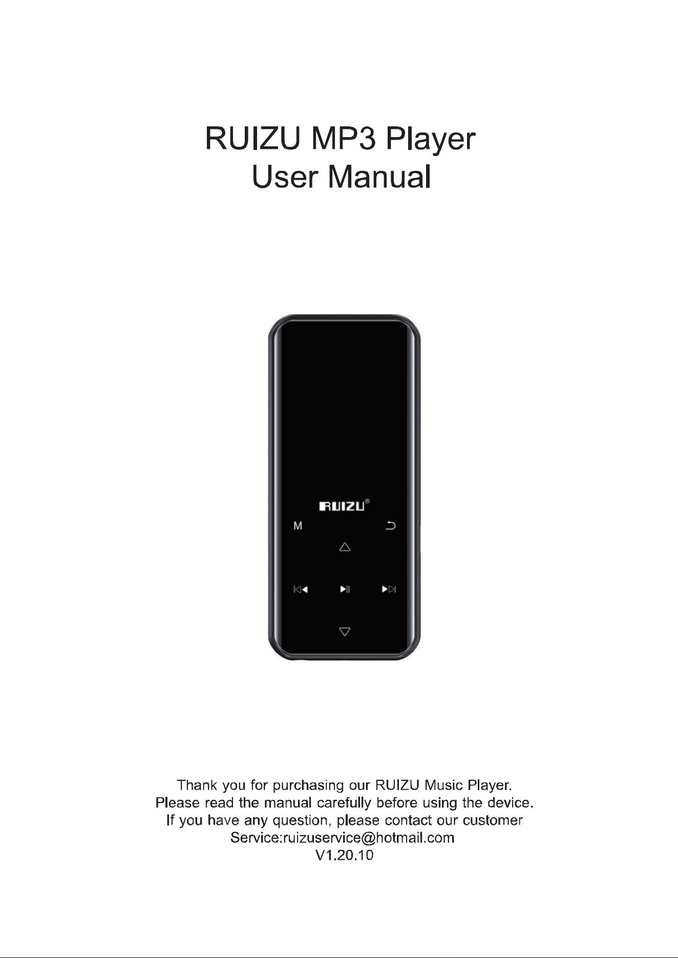 RUIZU D19 MP3 Player Bluetooth HiFi Lossless 5.0 High-Res User Manual