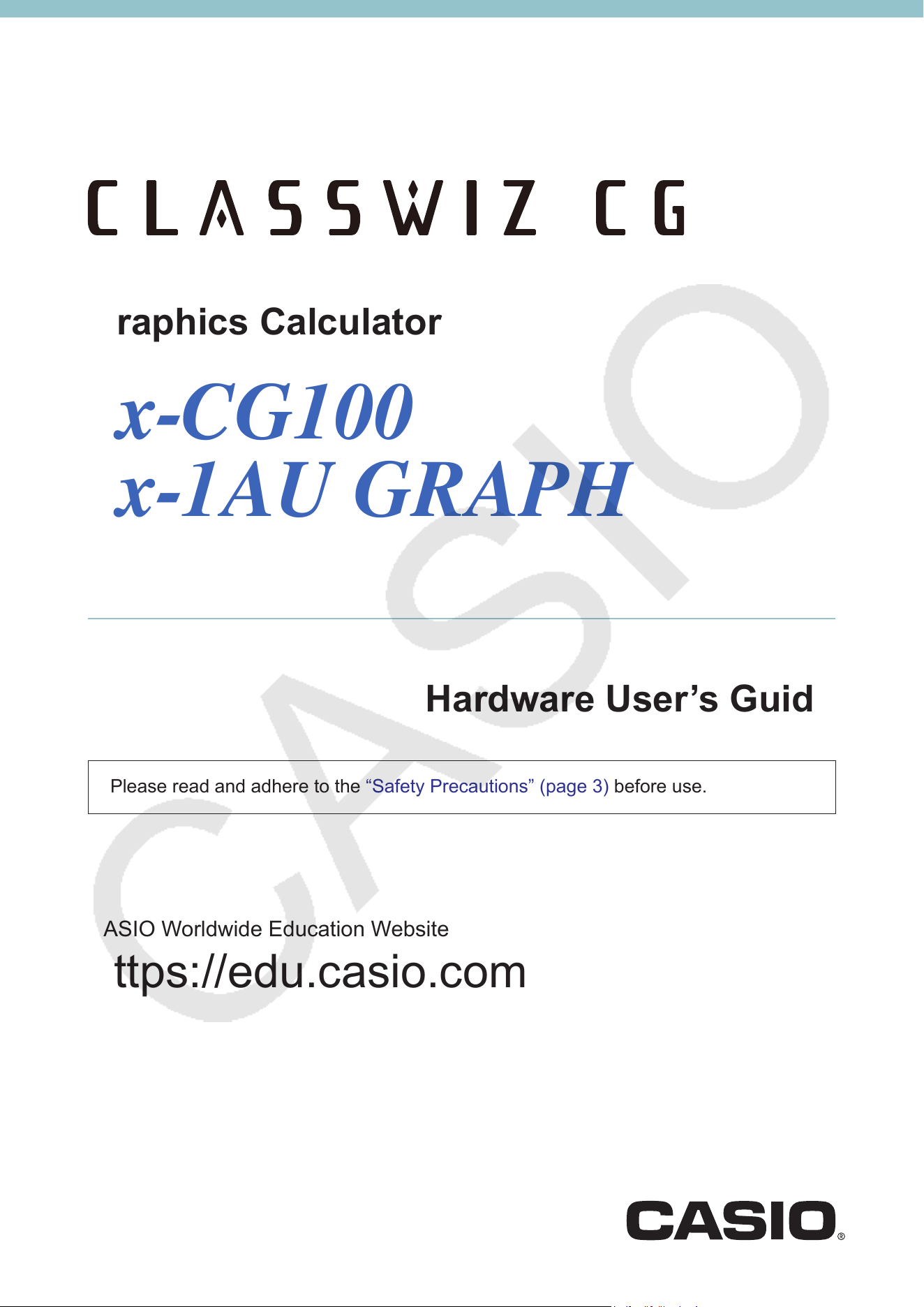 User Manual Casio FX-CG100 - 17 pages | manualsFile