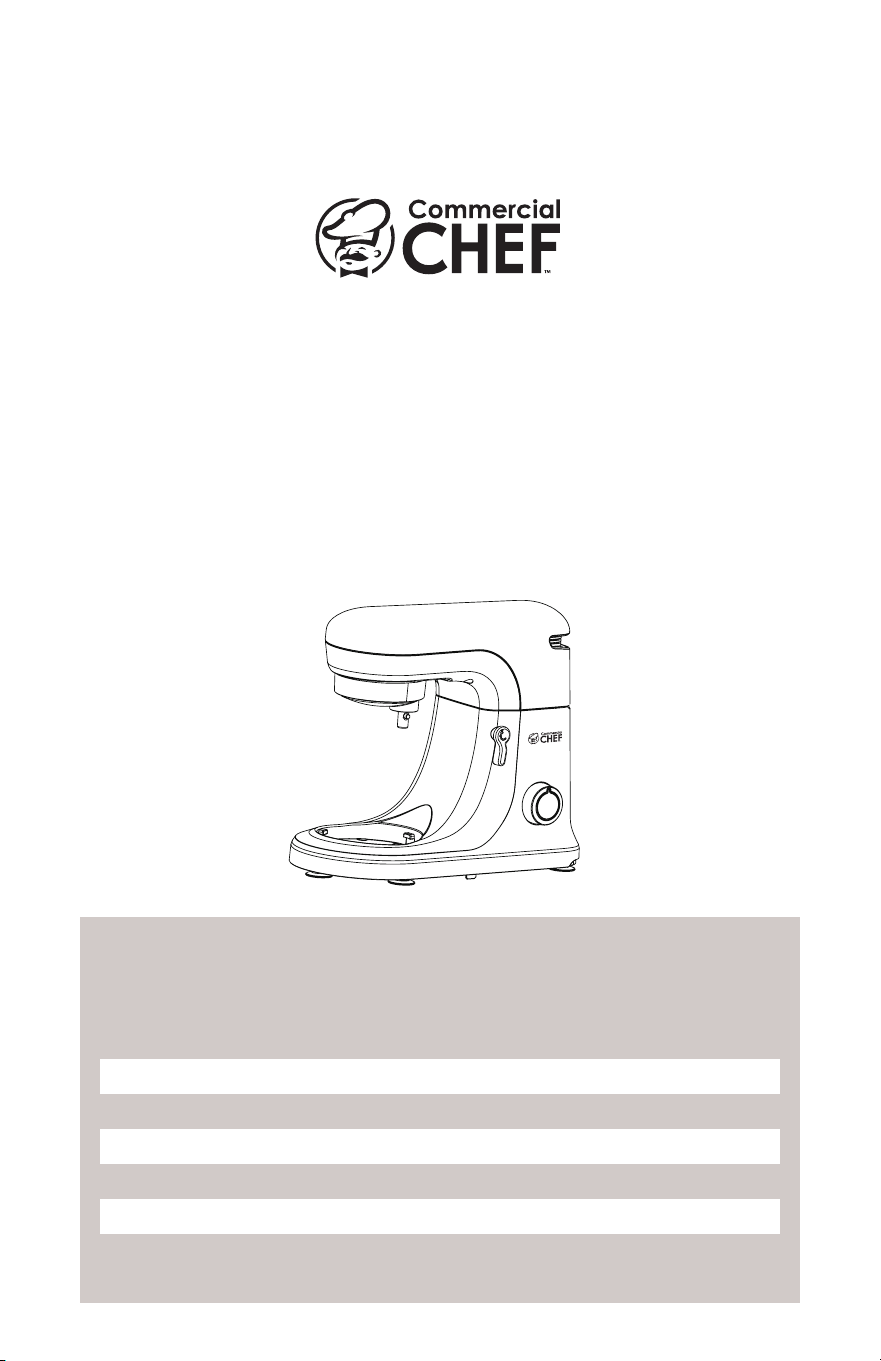 Commercial Chef 7-SPEED STAND MIXER Electric Stand Mixer User Manual