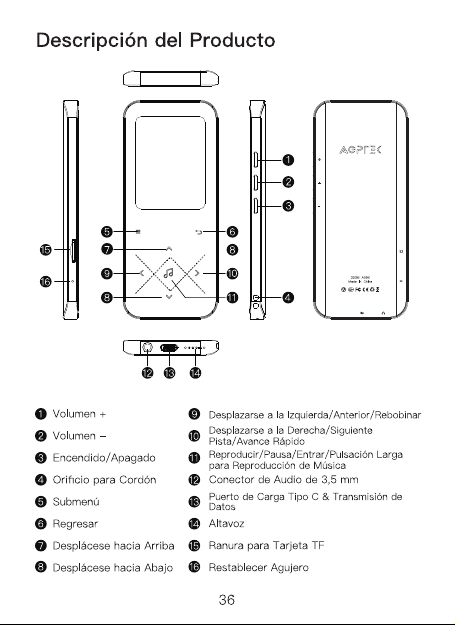 AGPTEK A09 32GB MP3 Player with Bluetooth 5.3, X 2.4" User Manual