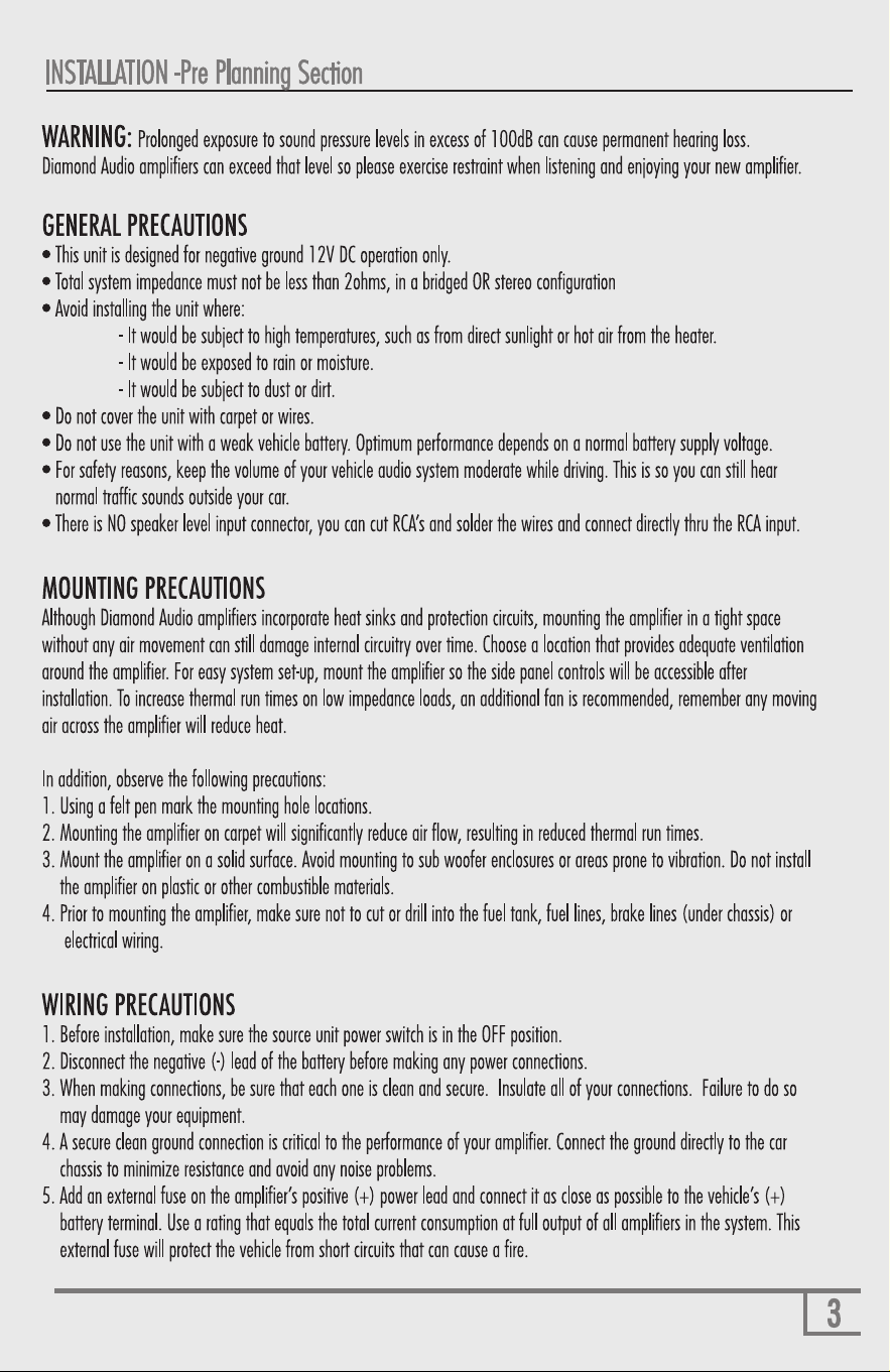 User Manual Diamond Audio DMD500.1D - 16 pages | manualsFile