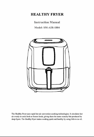 Emerald SM-AIR-1804 5.2L Digital Air Fryer User Manual