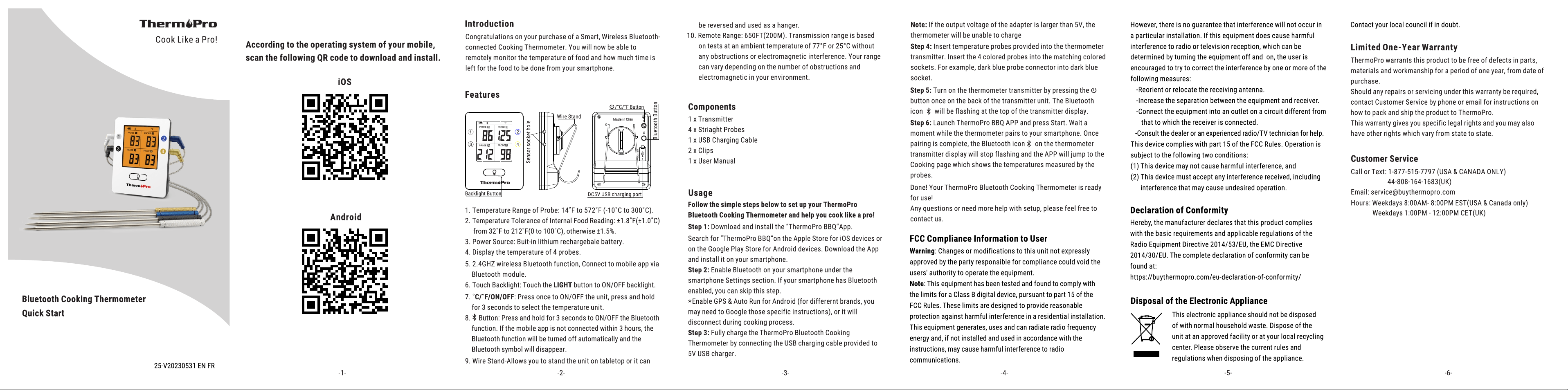 ThermoPro TP-25 TP25 Wireless Leave-In Meat Thermometer User Manual